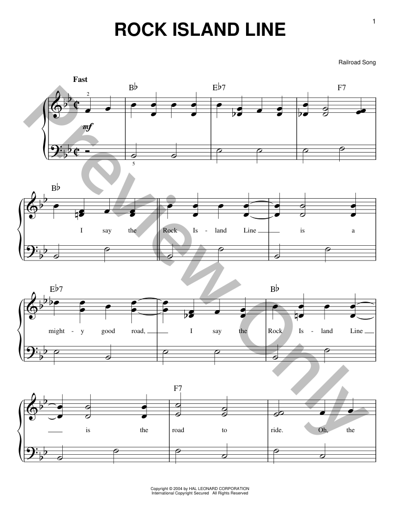 Rock Island Line Piano Sheet Music | J.W. Pepper