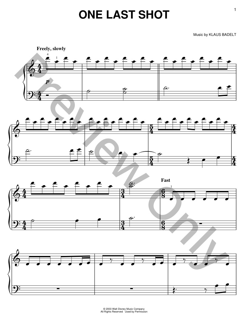 One Last Shot Piano Sheet Music | J.W. Pepper