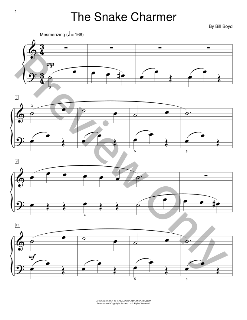 The Snake Charmer Big Note Piano Sheet Music | J.W. Pepper