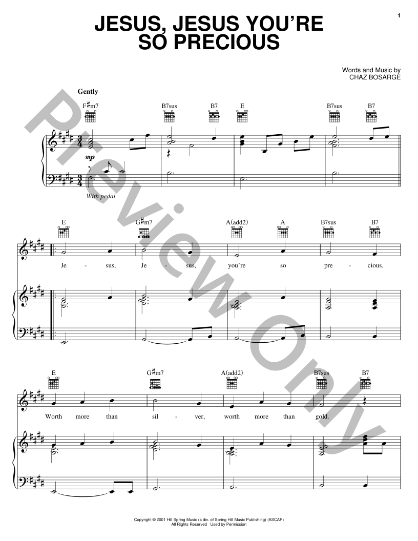 Jesus, Jesus You're So Precious P/V/G Sheet Music | J.W. Pepper
