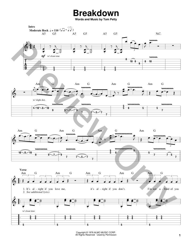 Breakdown Guitar/Fretted Sheet Music | J.W. Pepper