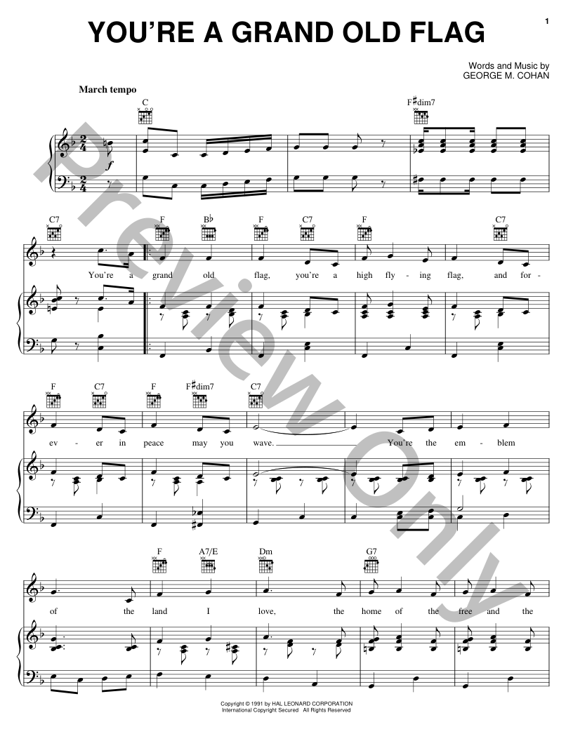 You're a Grand Old Flag P/V/G Sheet Music | J.W. Pepper