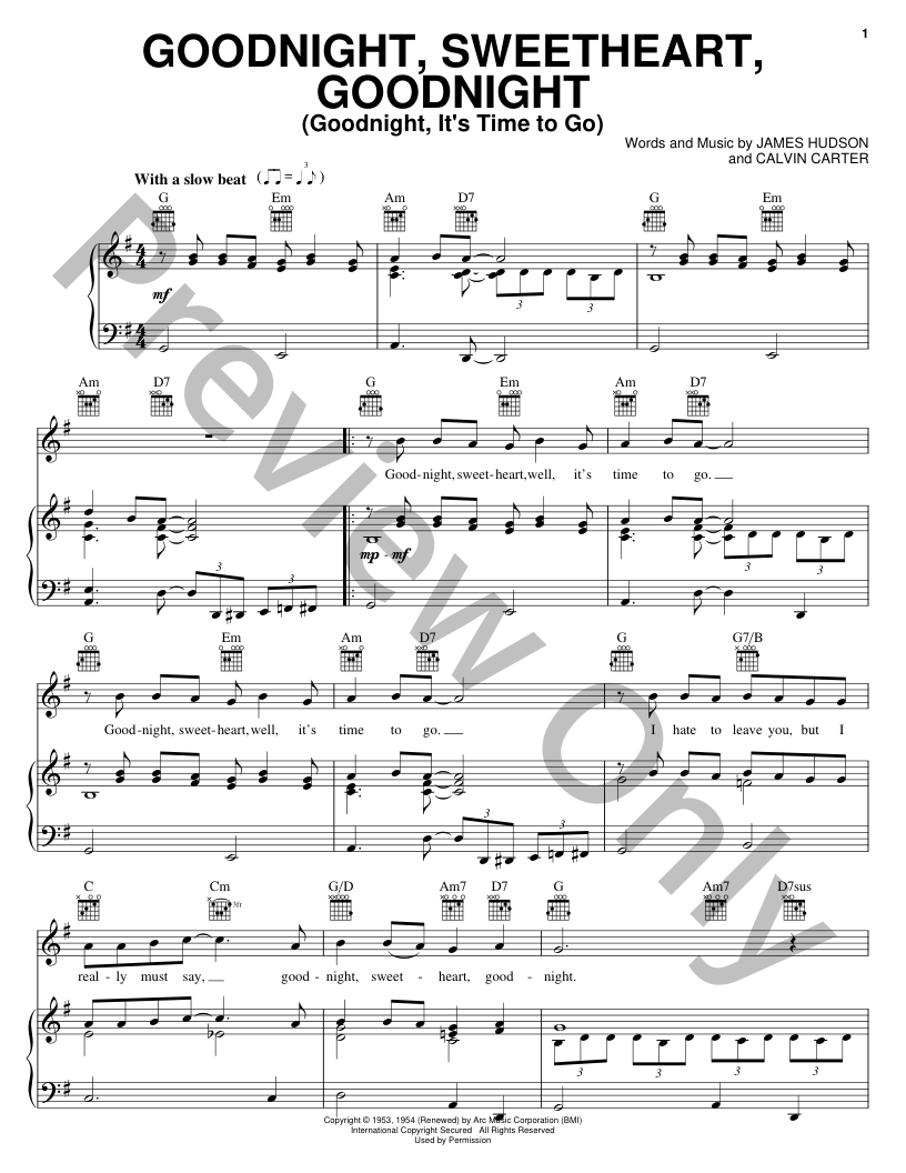 Goodnight, Sweetheart, Goodnight (Goodnight, It's Time to Go) | J.W. Pepper