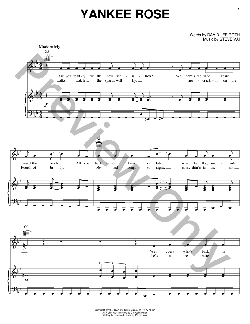 Yankee Rose P/V/G Sheet Music | J.W. Pepper