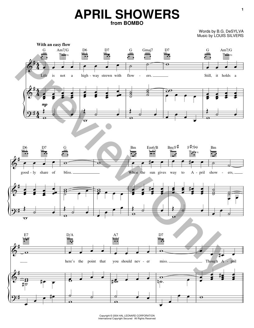 April Showers P/V/G Sheet Music | J.W. Pepper