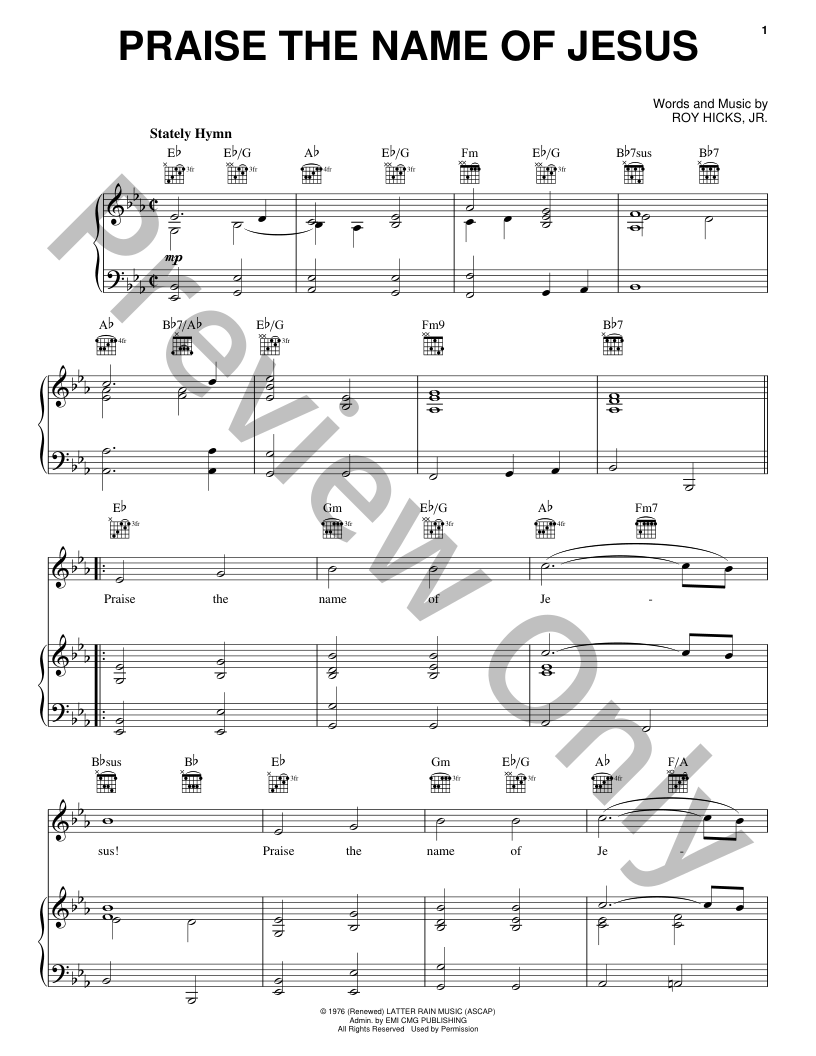 Praise the Name of Jesus P/V/G Sheet Music | J.W. Pepper