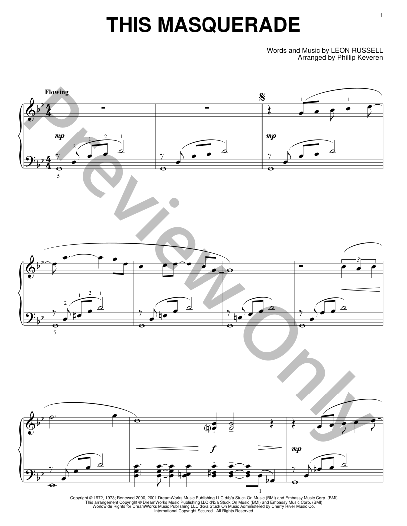This Masquerade Sheet Music | J.W. Pepper