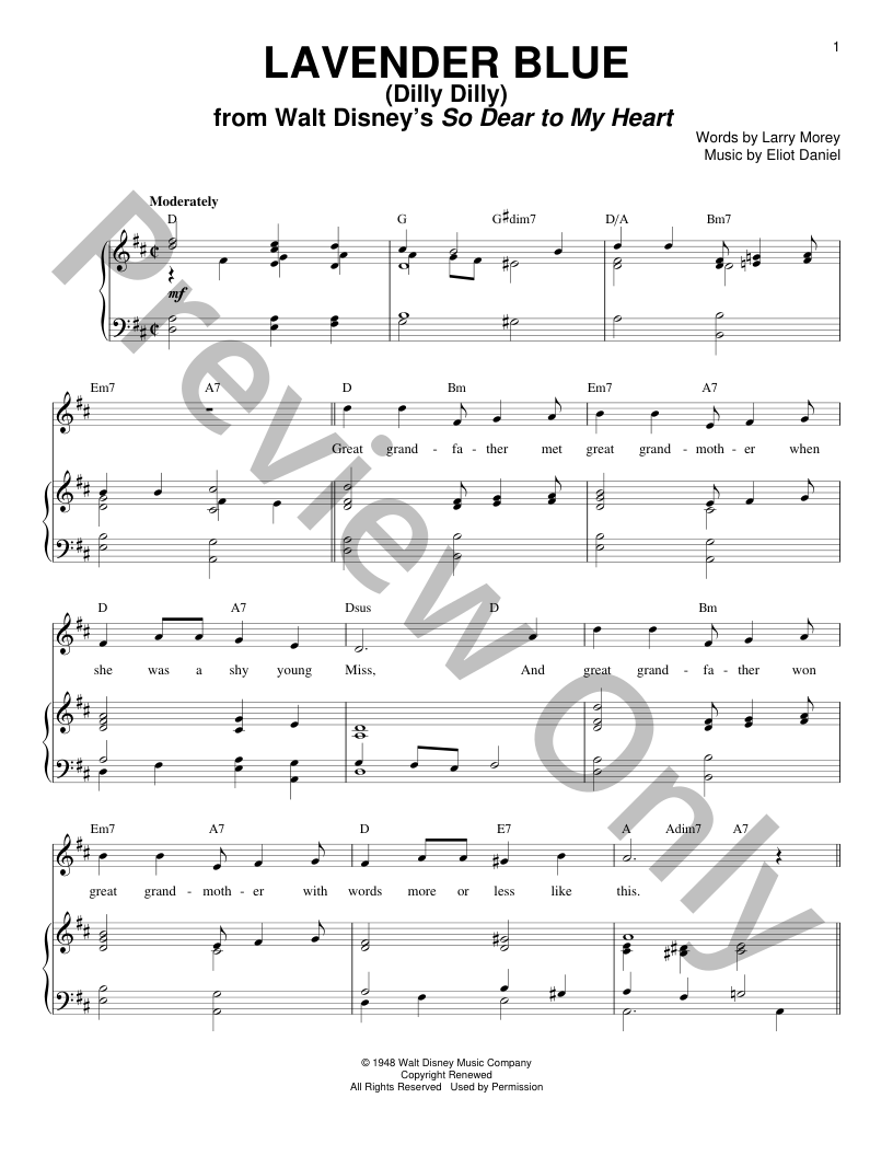 Lavender Blue (Dilly Dilly) P/V/G Sheet Music | J.W. Pepper