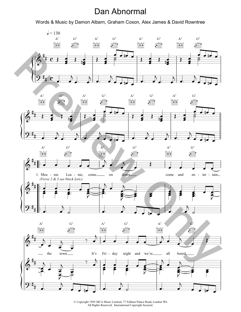 Dan Abnormal P/V/G Sheet Music | J.W. Pepper