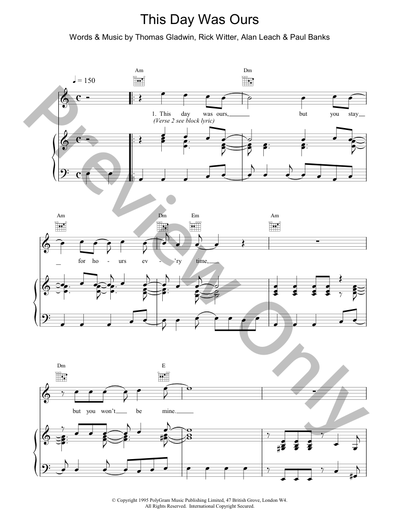 This Day Was Ours P/V/G Sheet Music | J.W. Pepper