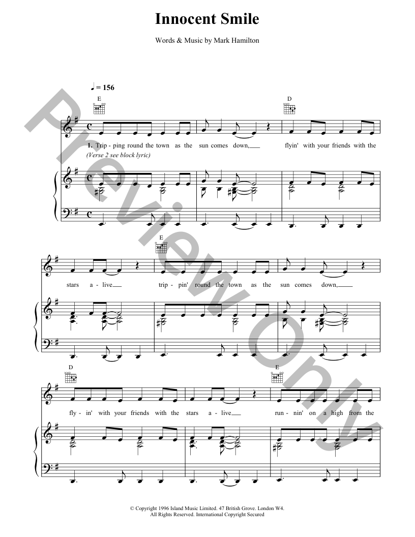 Innocent Smile P/V/G Sheet Music | J.W. Pepper
