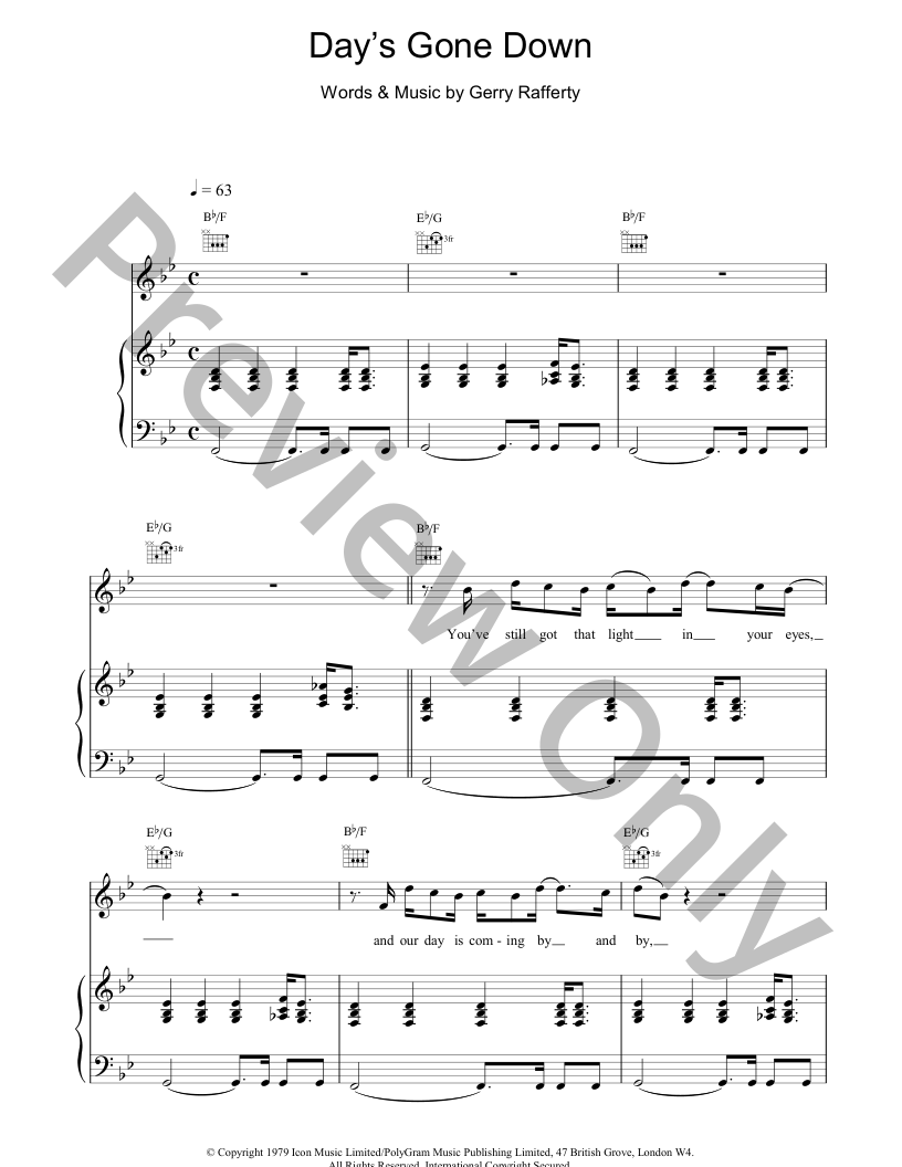 Day's gone Down P/V/G Sheet Music | J.W. Pepper