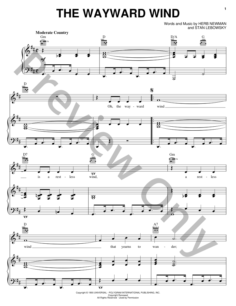 The Wayward Wind | J.W. Pepper