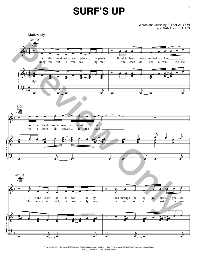 Surf's Up P/V/G Sheet Music | J.W. Pepper