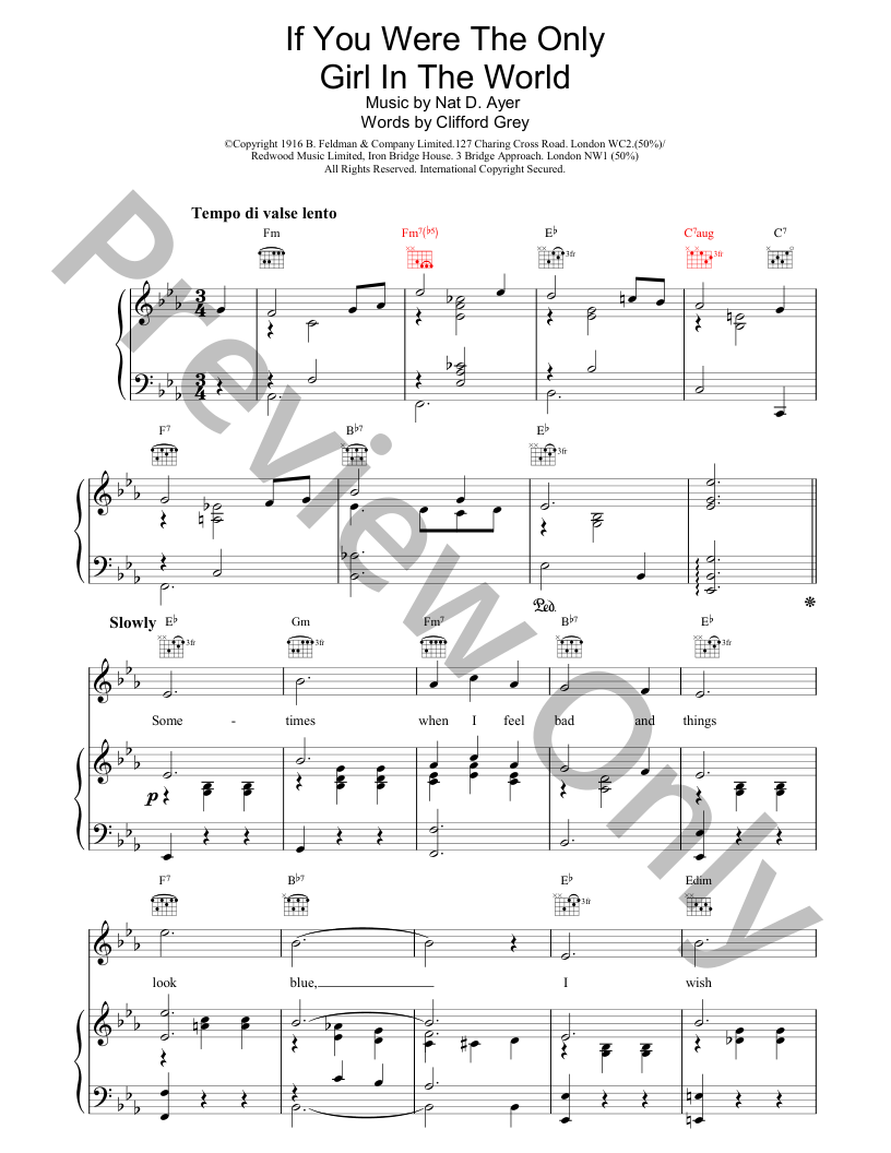 If You Were the Only Girl in the World P/V/G Sheet Music | J.W. Pepper