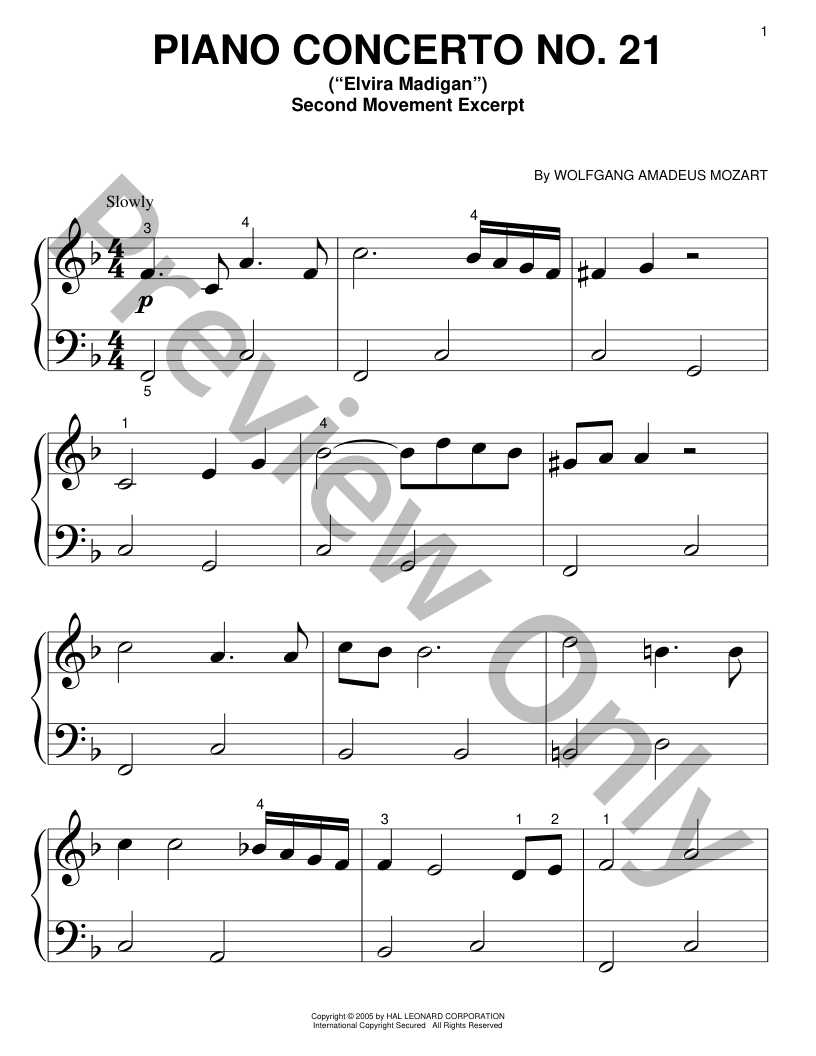 Piano Concerto No. 21 in C Major ("Elvira Madigan"), Second Movement ...