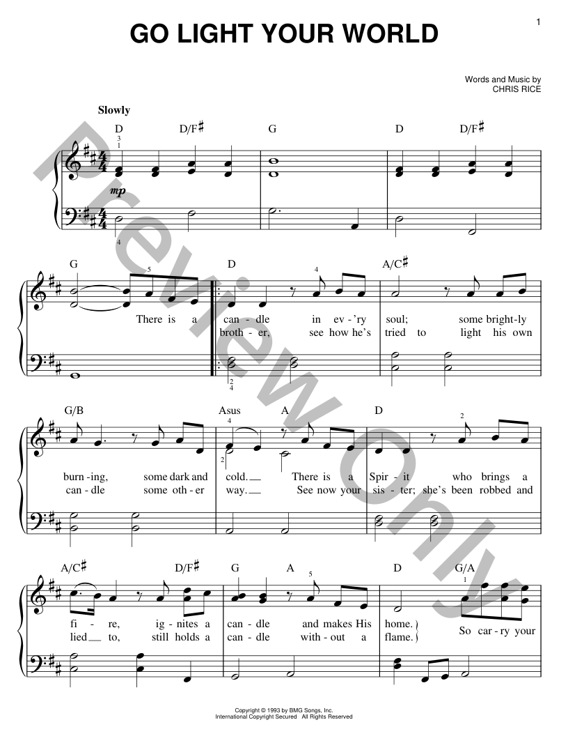 Go Light Your World Piano Sheet Music | J.W. Pepper