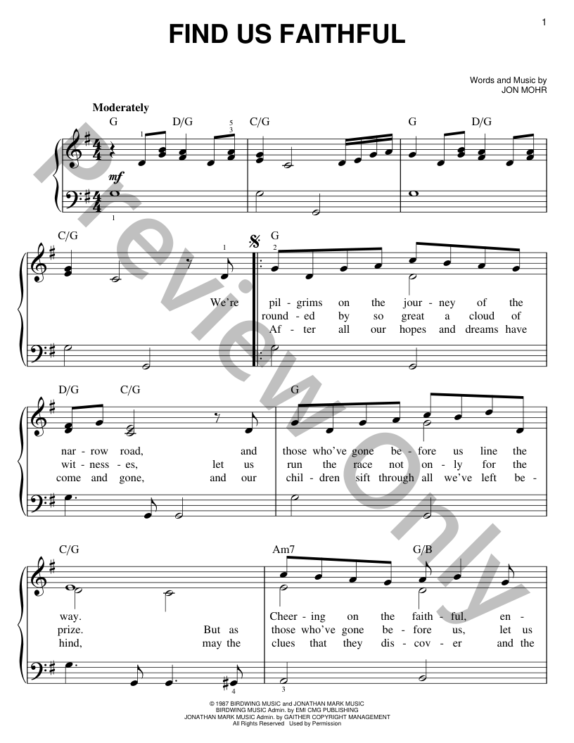 Find Us Faithful Easy Piano Sheet Music | J.W. Pepper