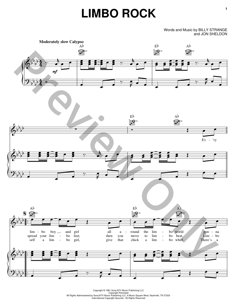 Limbo Rock P/V/G Sheet Music | J.W. Pepper