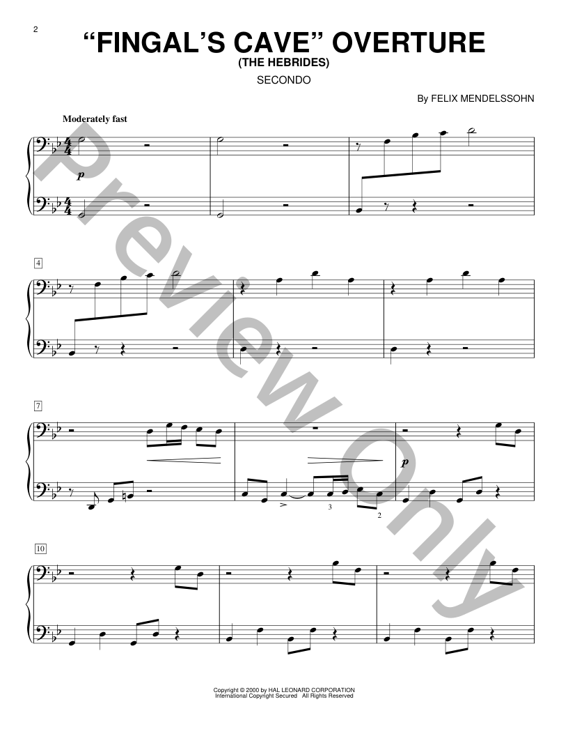 Fingal's Cave Overture Piano Sheet Music | J.W. Pepper