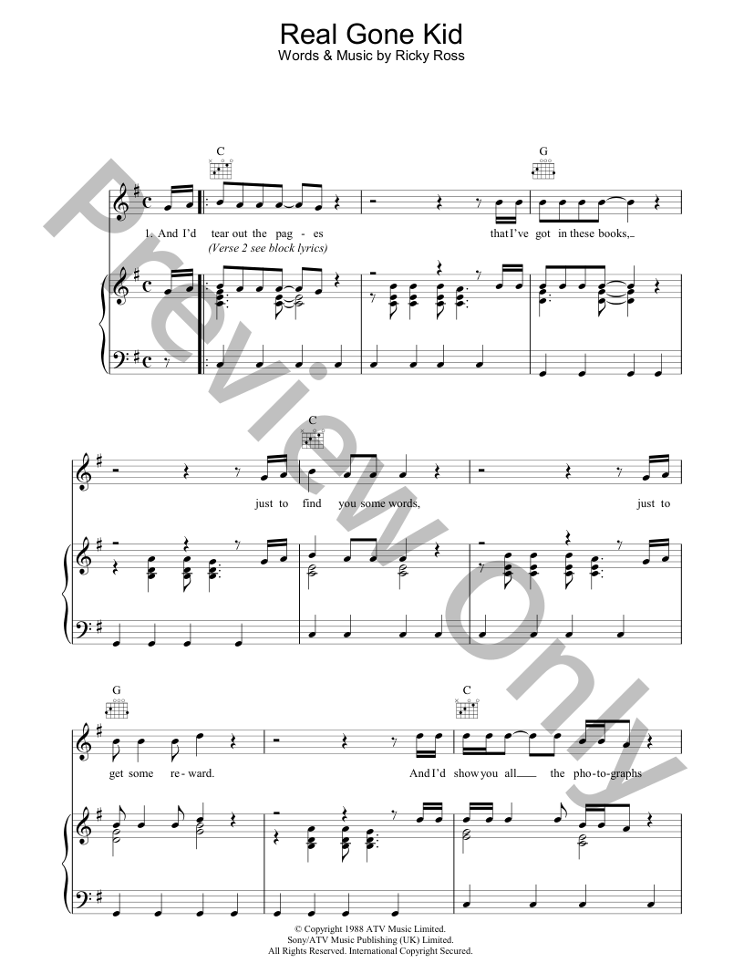 Real gone Kid P/V/G Sheet Music | J.W. Pepper