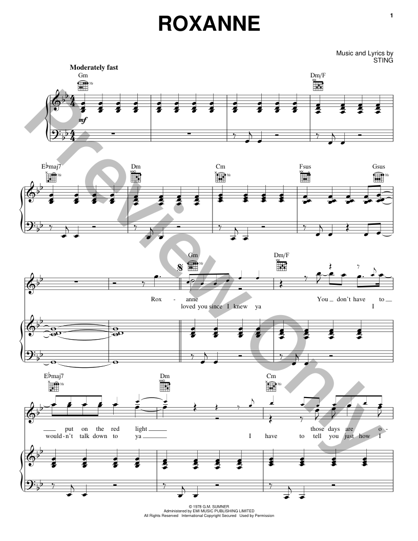 Roxanne P/V/G Sheet Music | J.W. Pepper