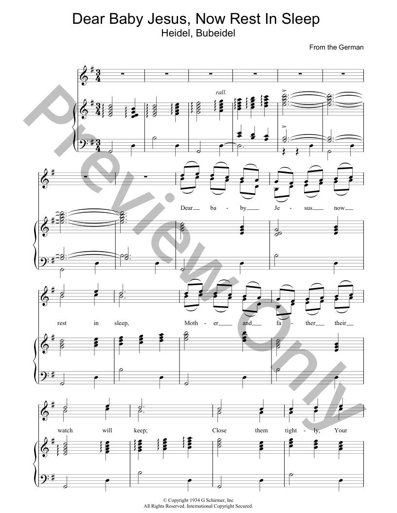 Dear Baby Jesus Now Rest in Sleep | J.W. Pepper