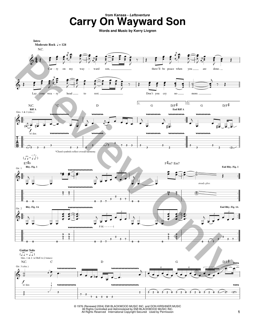 Carry on Wayward Son | J.W. Pepper