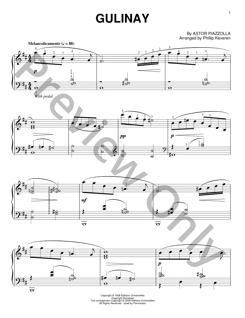Gulinay Piano Sheet Music | J.W. Pepper