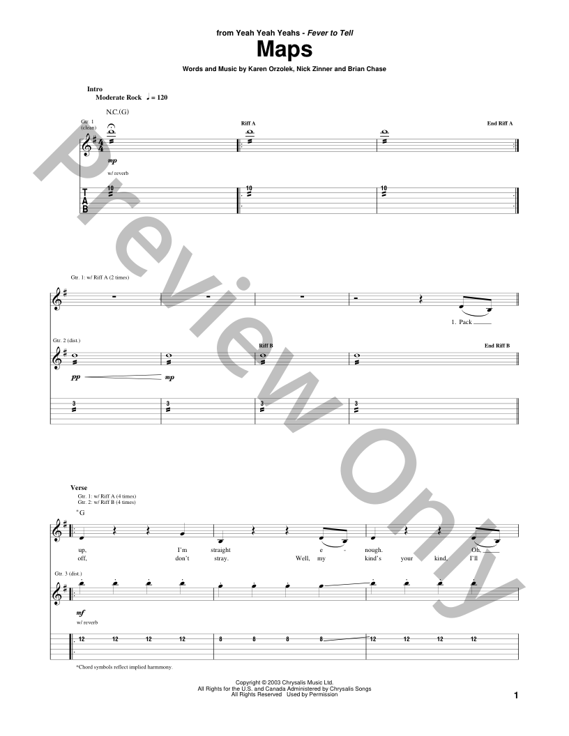 Maps Guitar/Fretted Sheet Music | J.W. Pepper