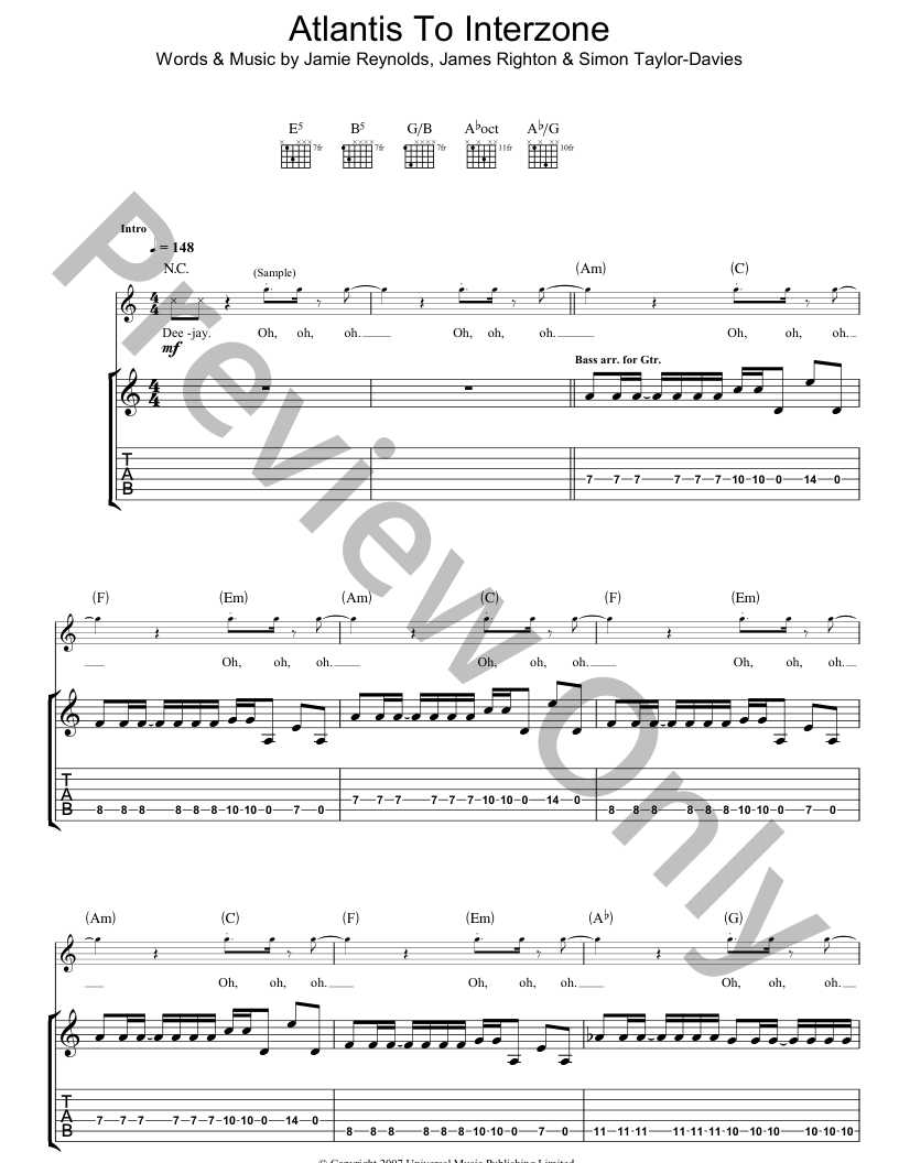 Atlantis to Interzone Guitar/Fretted Sheet Music | J.W. Pepper