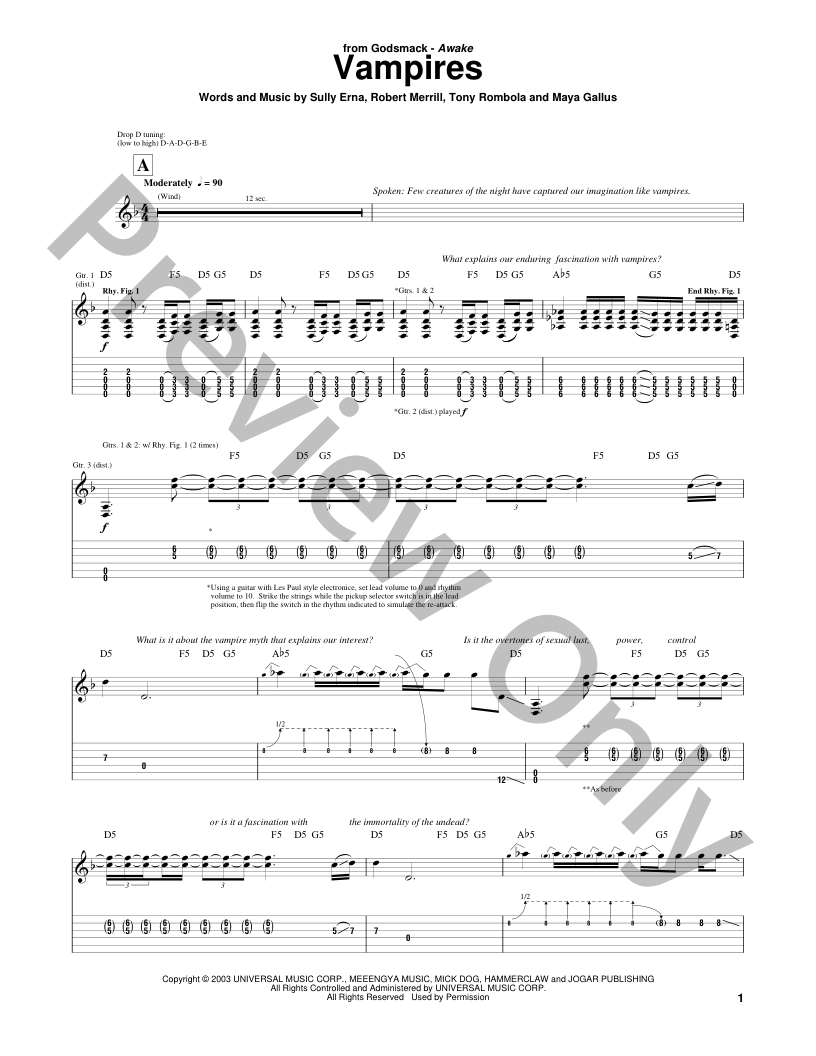 Vampires Guitar/Fretted Sheet Music | J.W. Pepper