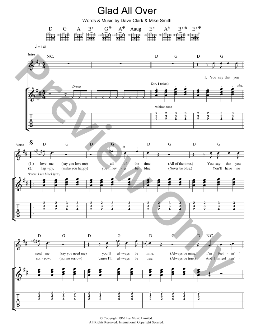 Glad All over Guitar/Fretted Sheet Music | J.W. Pepper
