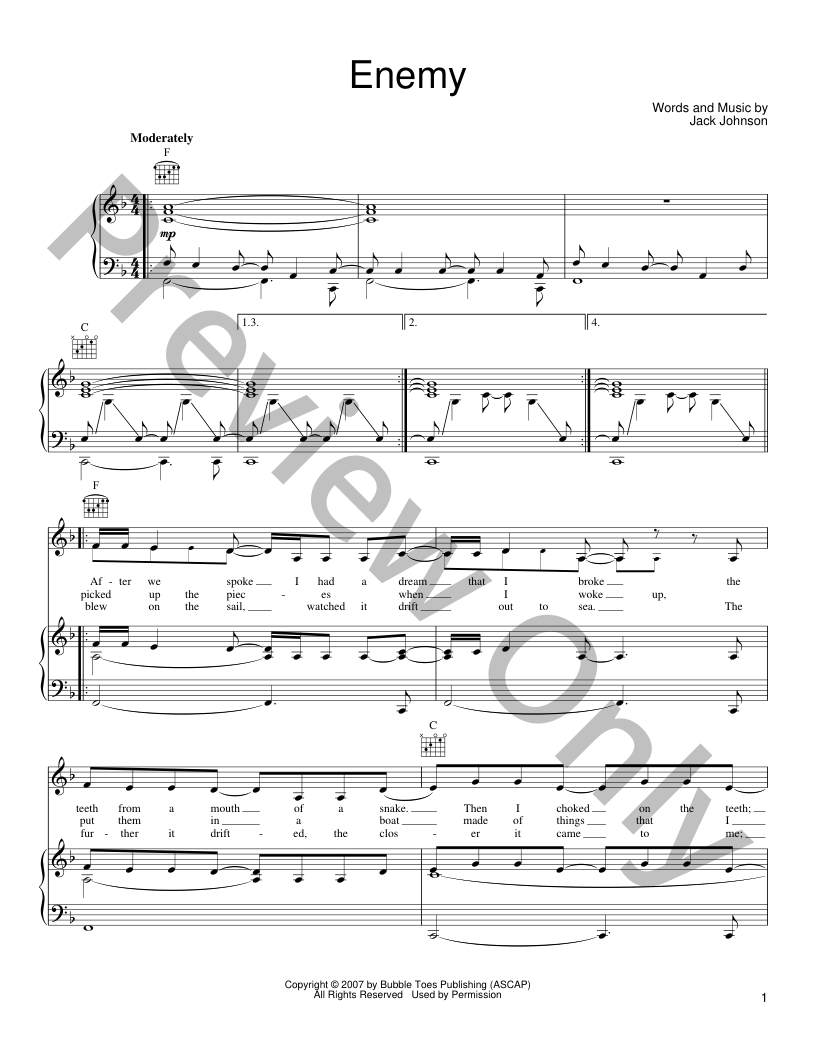 Enemy P/V/G Sheet Music | J.W. Pepper