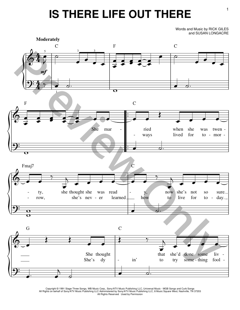 Is There Life Out There Easy Piano Sheet Music | J.W. Pepper