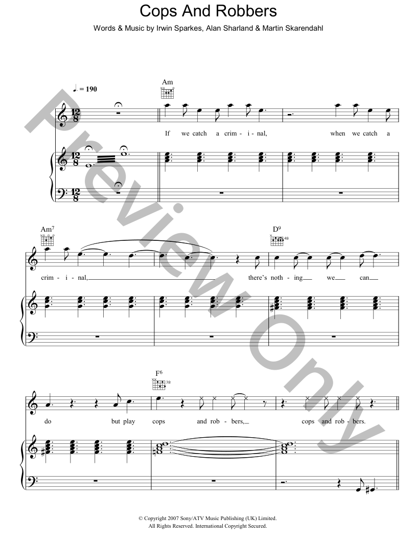 Cops and Robbers P/V/G Sheet Music | J.W. Pepper