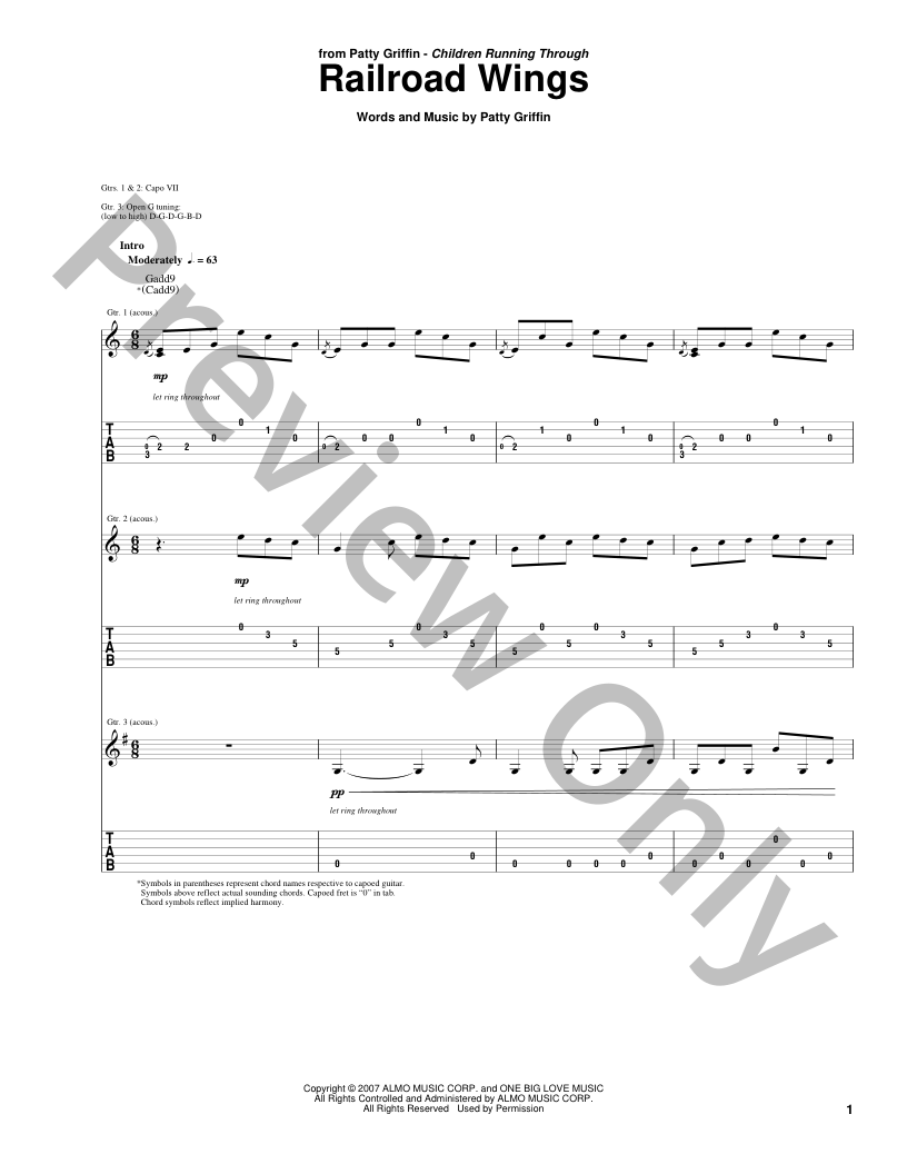 Railroad Wings Guitar/Fretted Sheet Music | J.W. Pepper