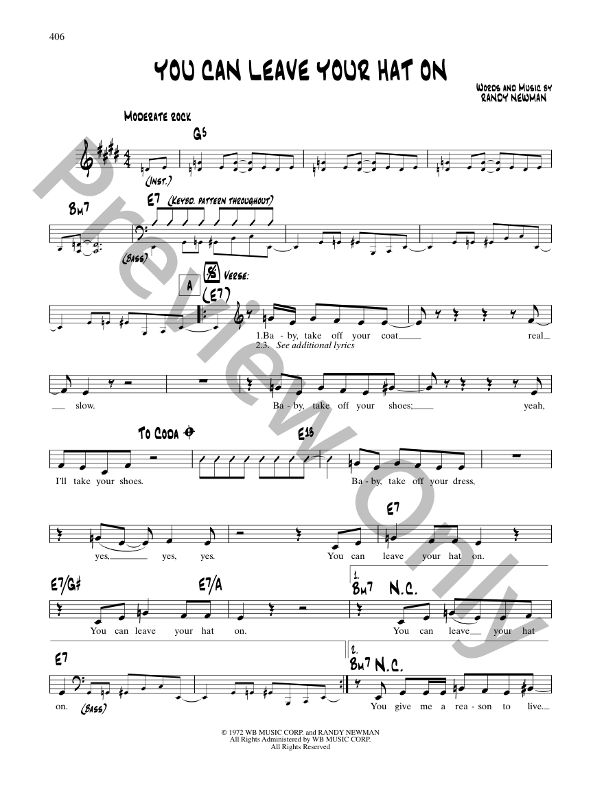 You Can Leave Your Hat on P/V/G Sheet Music | J.W. Pepper