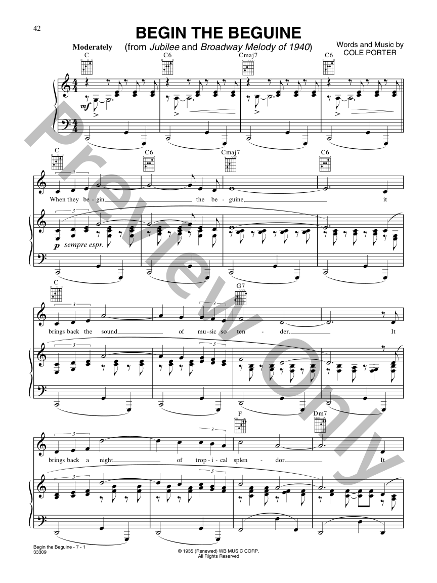 Begin the Beguine P/V/G Sheet Music | J.W. Pepper