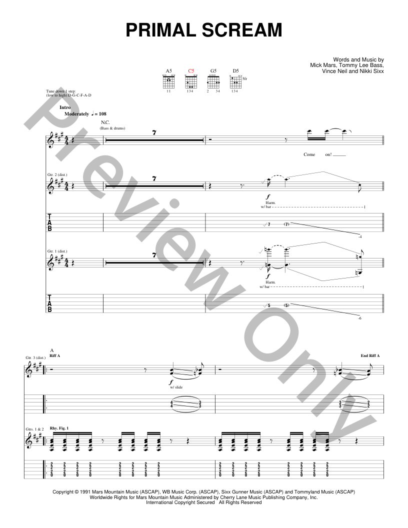 Primal Scream Guitar/Fretted Sheet Music | J.W. Pepper