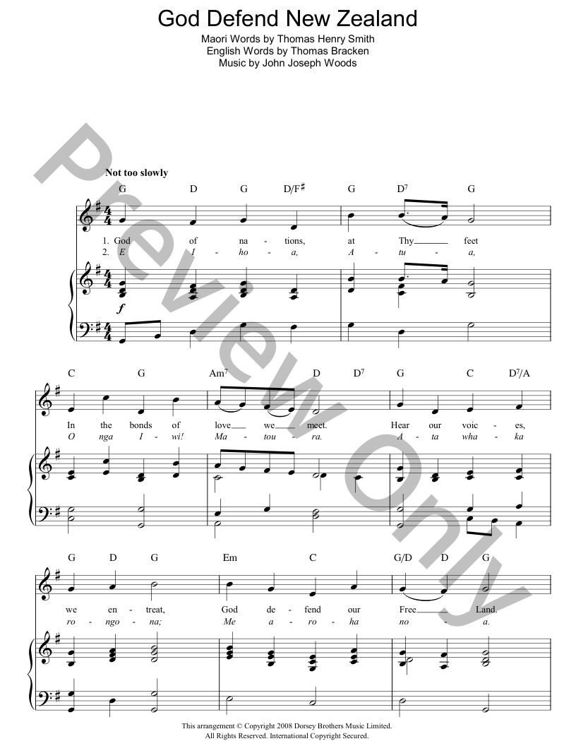 God Defend New Zealand P/V/G Sheet Music | J.W. Pepper