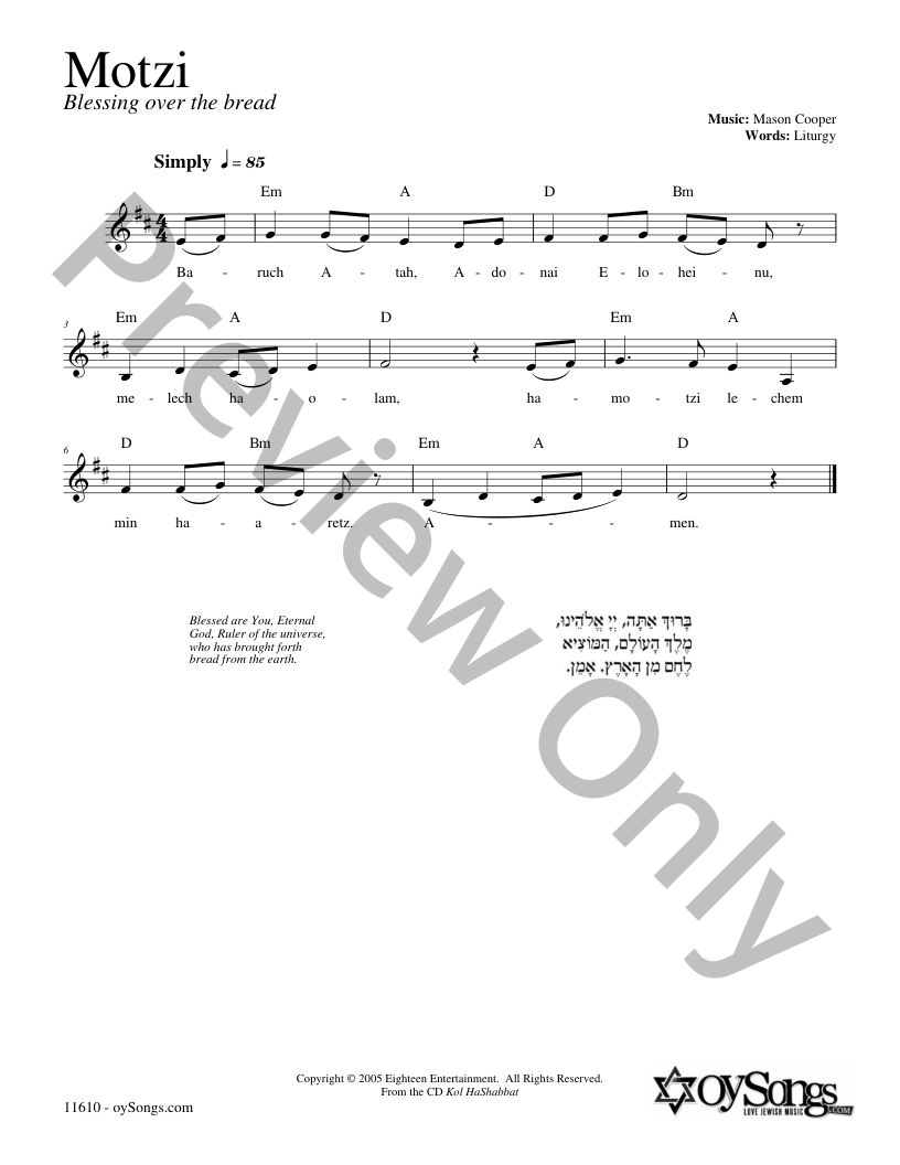 Motzi P/V/G Sheet Music | J.W. Pepper