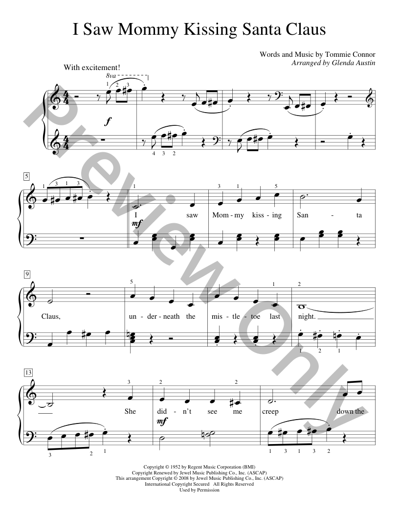 I Saw Mommy Kissing Santa Claus Piano Sheet Music | J.W. Pepper