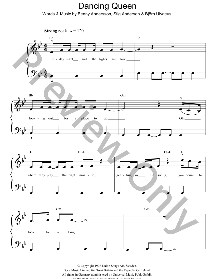 Dancing Queen Easy Piano Sheet Music | J.W. Pepper