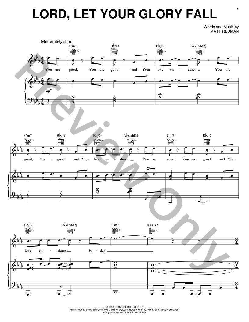 Lord, Let Your Glory Fall P/V/G Sheet Music | J.W. Pepper