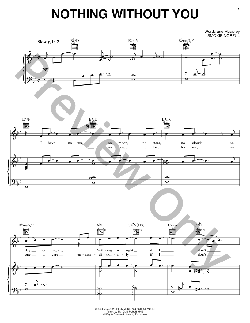 Nothing Without You P/V/G Sheet Music | J.W. Pepper