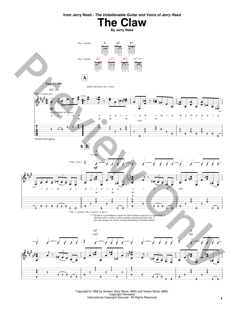 Claw Guitar/Fretted Sheet Music | J.W. Pepper