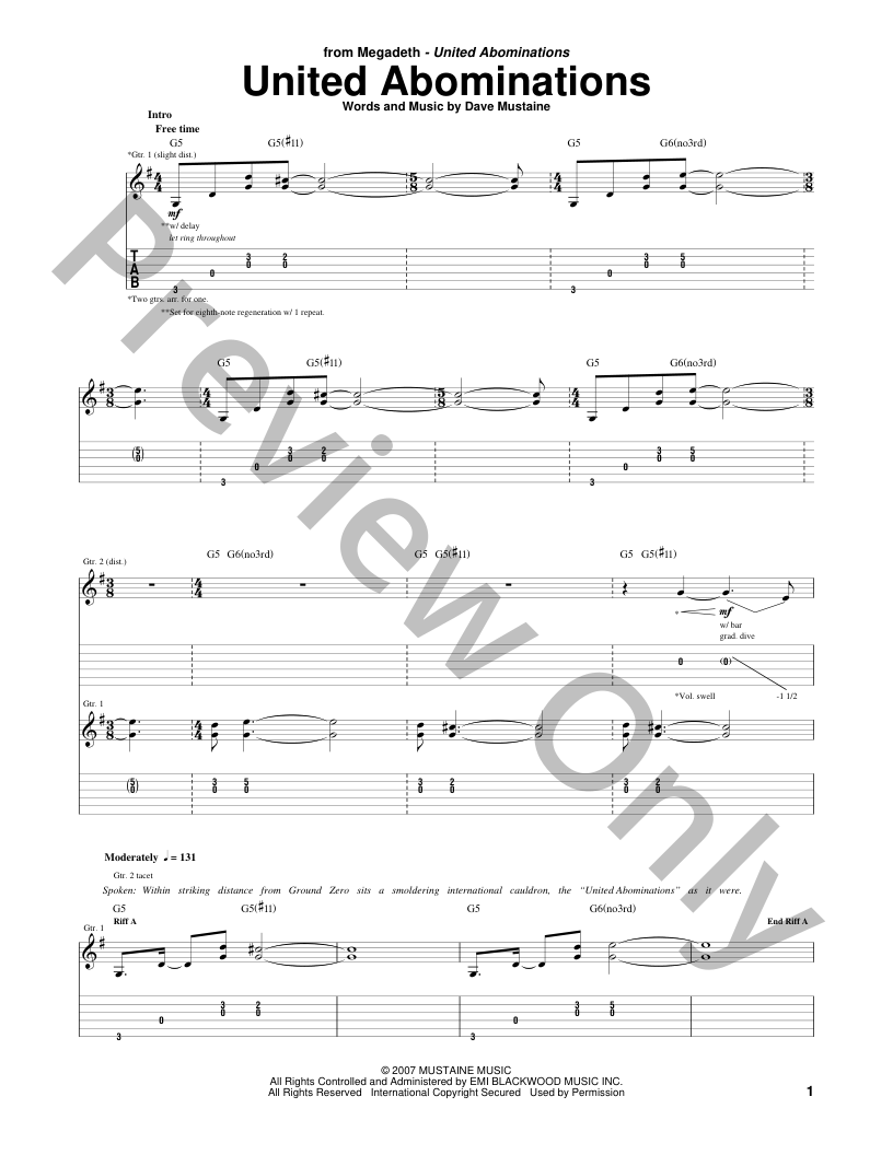 United Abominations Guitar/Fretted Sheet Music | J.W. Pepper