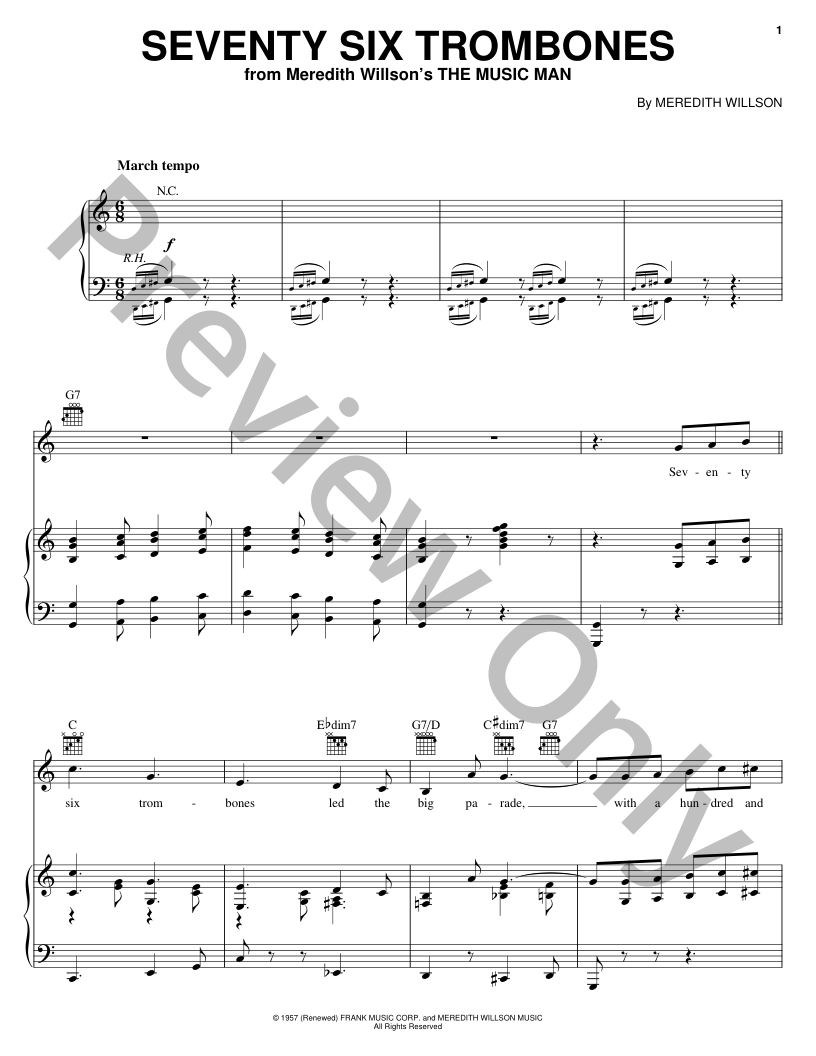 76 Trombones P/V/G Sheet Music | J.W. Pepper