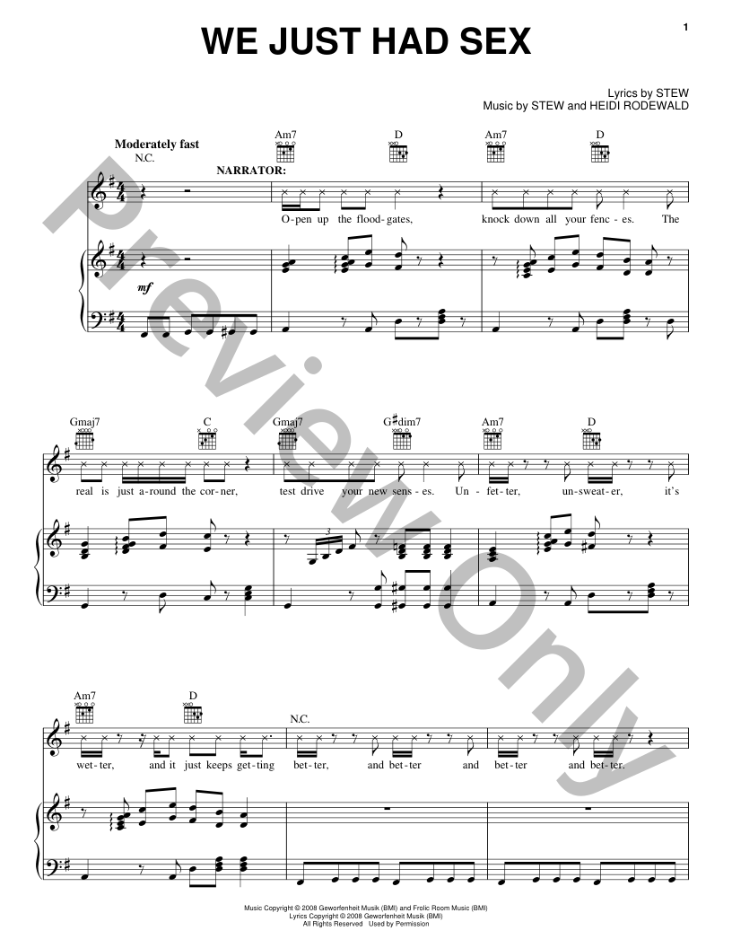 We Just Had Sex P V G Sheet Music J W Pepper